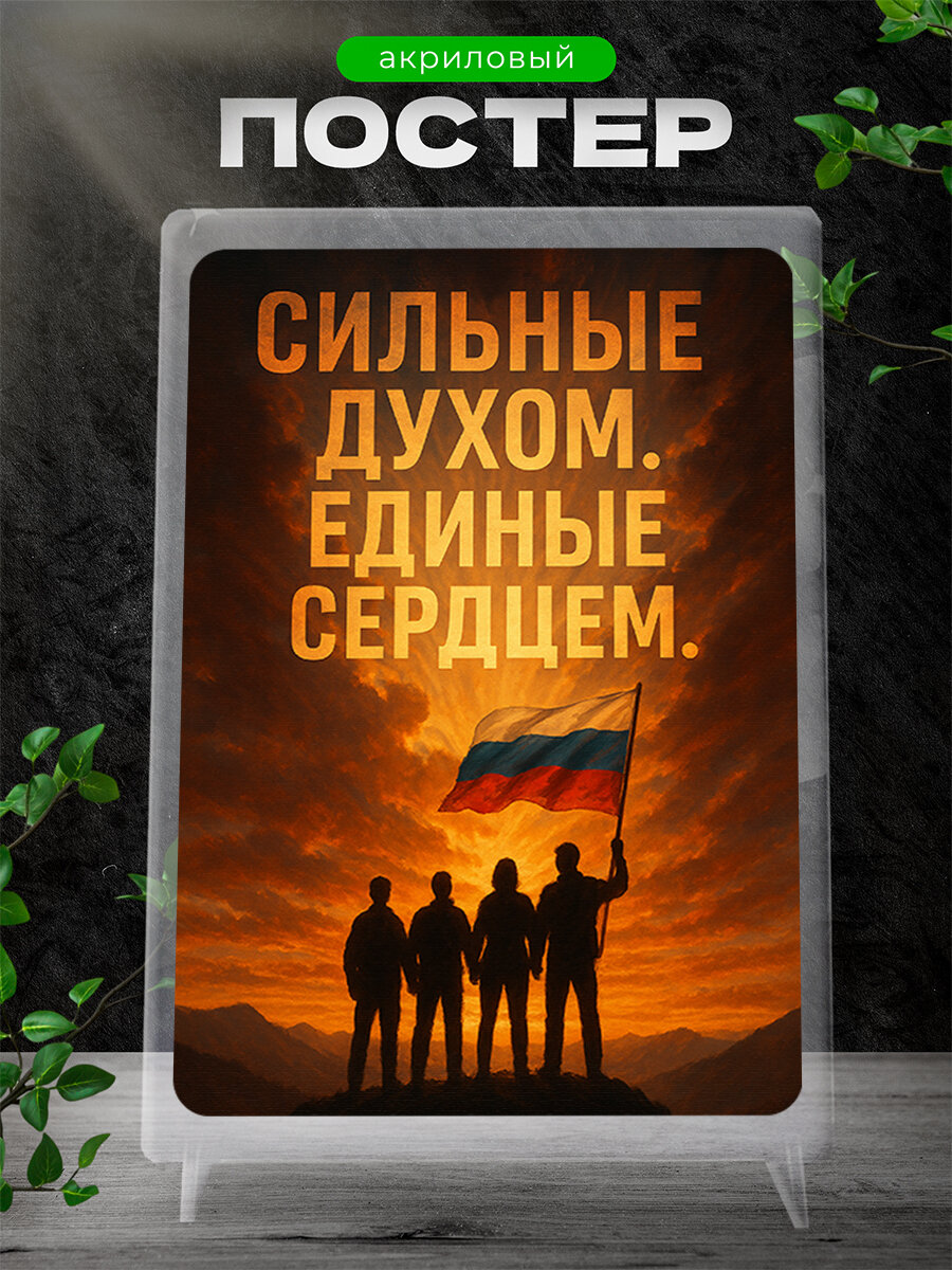 Акриловый постер, подарочная открытка на подставке с цветным принтом ко дню народного единства