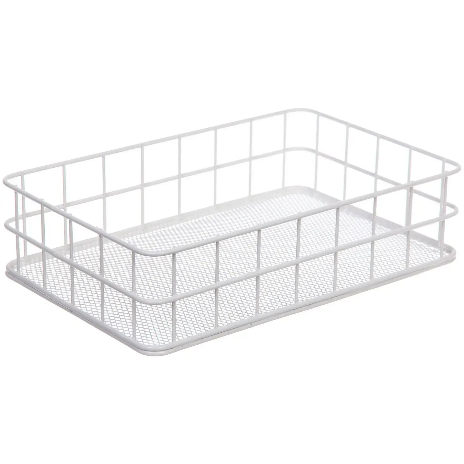Корзинка металлическая настольная «лофт тамбл», белая, 25х16х6см, для хранения