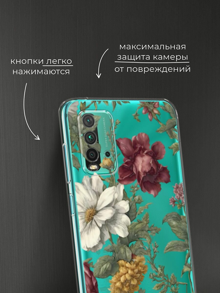 Чехол на Xiaomi Redmi 9T / Сяоми Редми 9Т с принтом Акварельные цветы 2 — фото 1