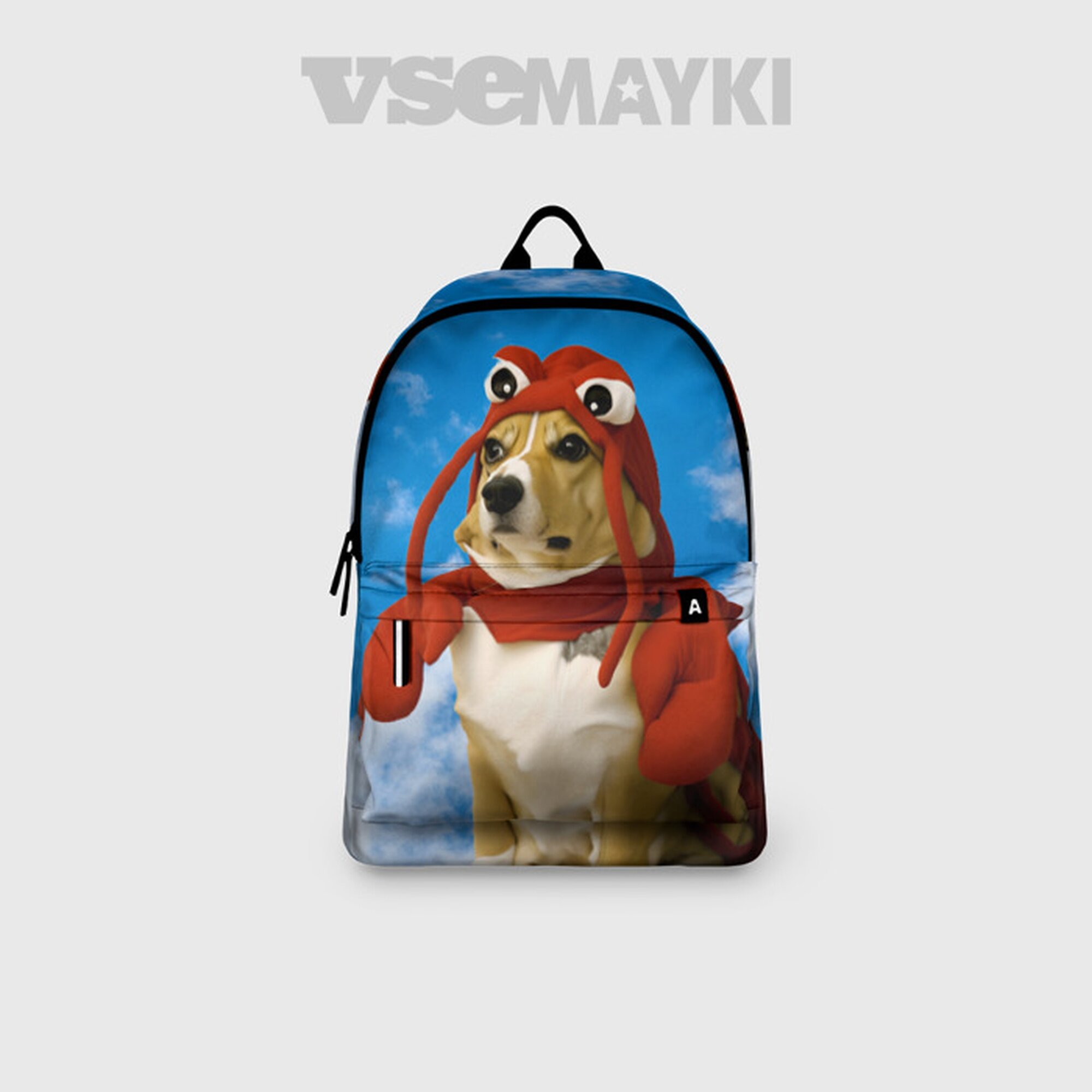 Рюкзак с принтом Забавная собака лобстер мем, One size, белый