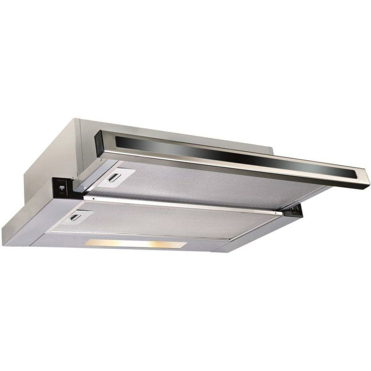 Вытяжки встраиваемые телескопическая Korting KHP 5637 GNX серебристая, мощность 185Вт, 600куб. м/ч, отвод и циркуляция