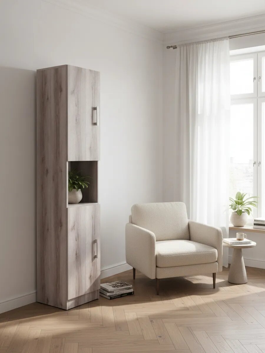 Деревянный распашной шкаф пенал FRESTER с полками для одежды, от производителя