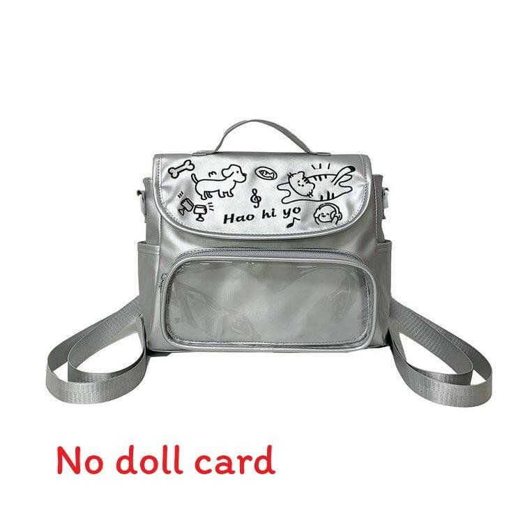 Creative doodle style backpack with pu construction and versatile use for everyday activities creative, backpack, silver