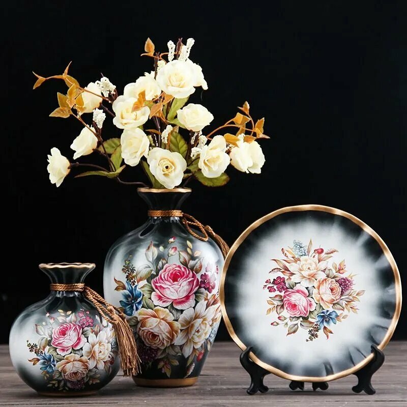 Ваза "Фарфоровая ваза Celadon, китайская имбирная ваза с крышкой, античный стиль, домашний декор, стиль Мин и Цин", 25 см , Керамика