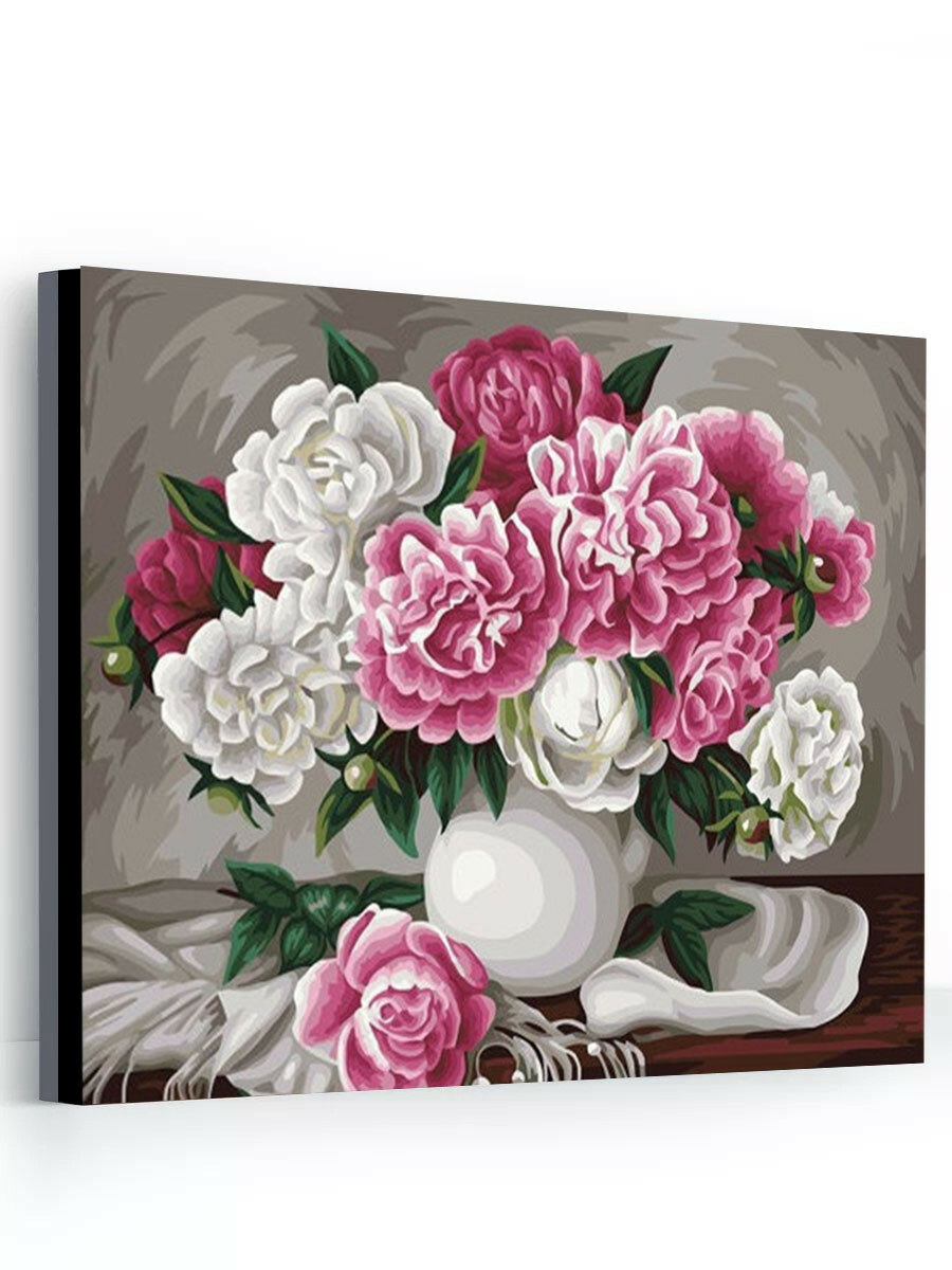 Алмазная мозаика цветы пионы 40x50