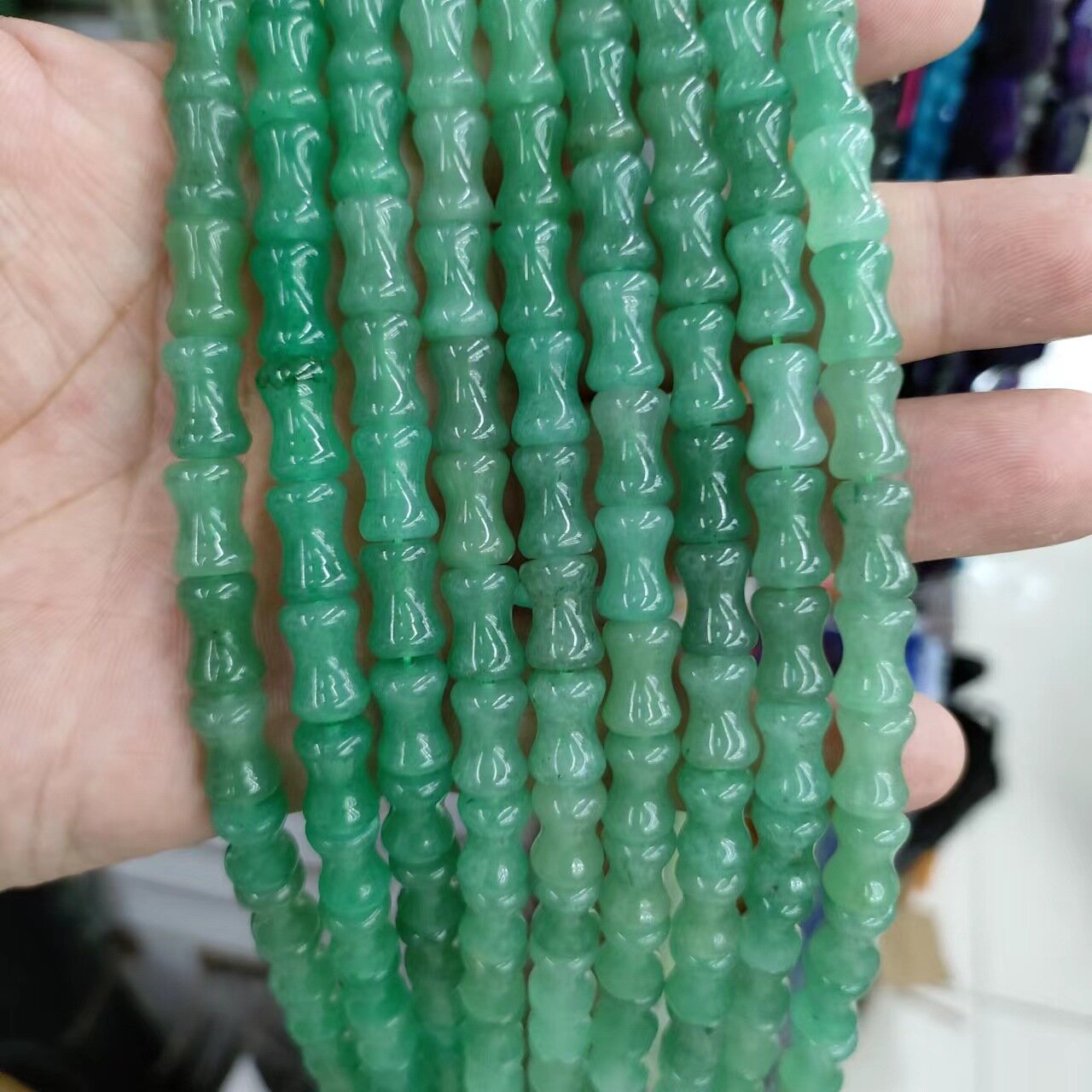 8*12 мм бамбуковые узлы свободные бусины натуральный зеленый авантюрин агат бамбуковые узлы DIY ювелирные аксессуары браслет ожерелье жадеитовые бусины