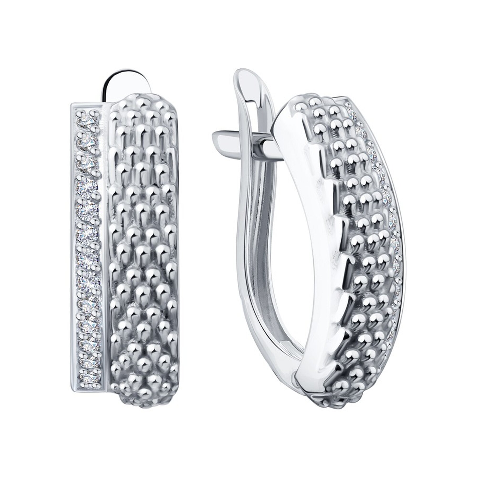 Серьги Diamant online, белое золото, 585 проба, фианит