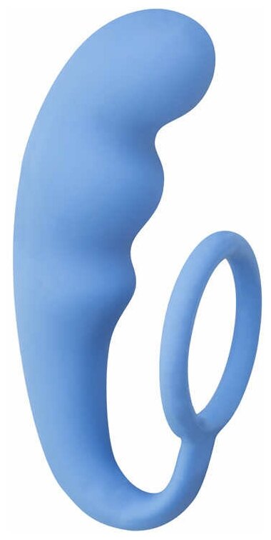 Lola games Анальная пробка с эрекционным кольцом Mountain Range Anal Plug, D: 3.3 см, длина: 19 см, голубой