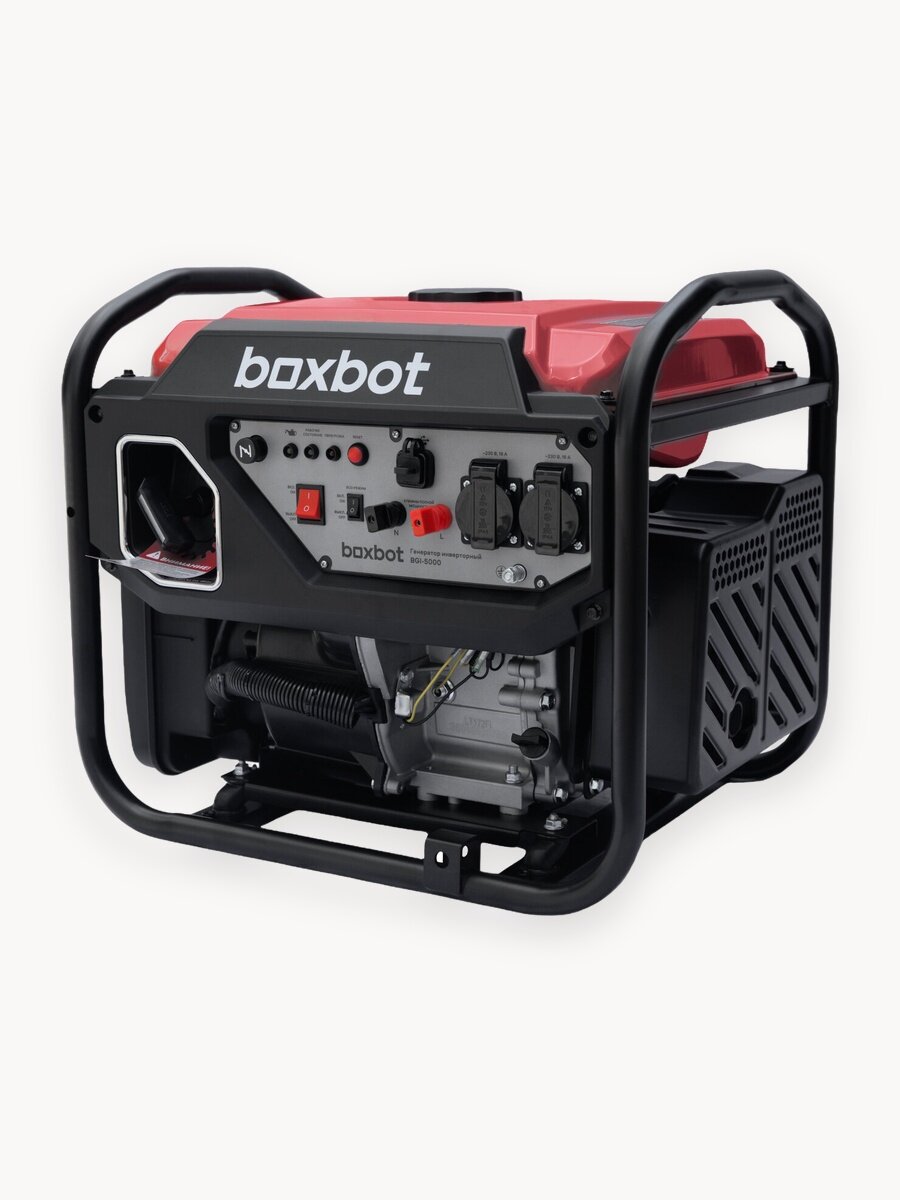 Генератор инверторный BOXBOT BGI-5000, 5 кВт, 2 розетки 16А, USB, Клеммы ~230В, Reset, ЭКО-режим, Параллельное соединение