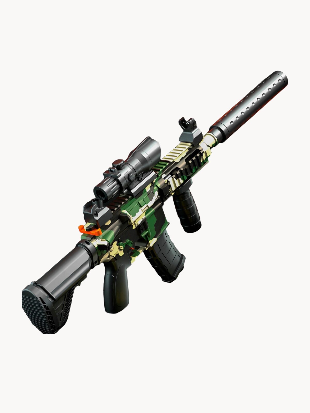 Нерф игрушечный автомат с мягкими пулями М416. Игрушечное оружие с глушителем и ручной загрузкой. Отличный подарок мальчику! Цвет хаки.