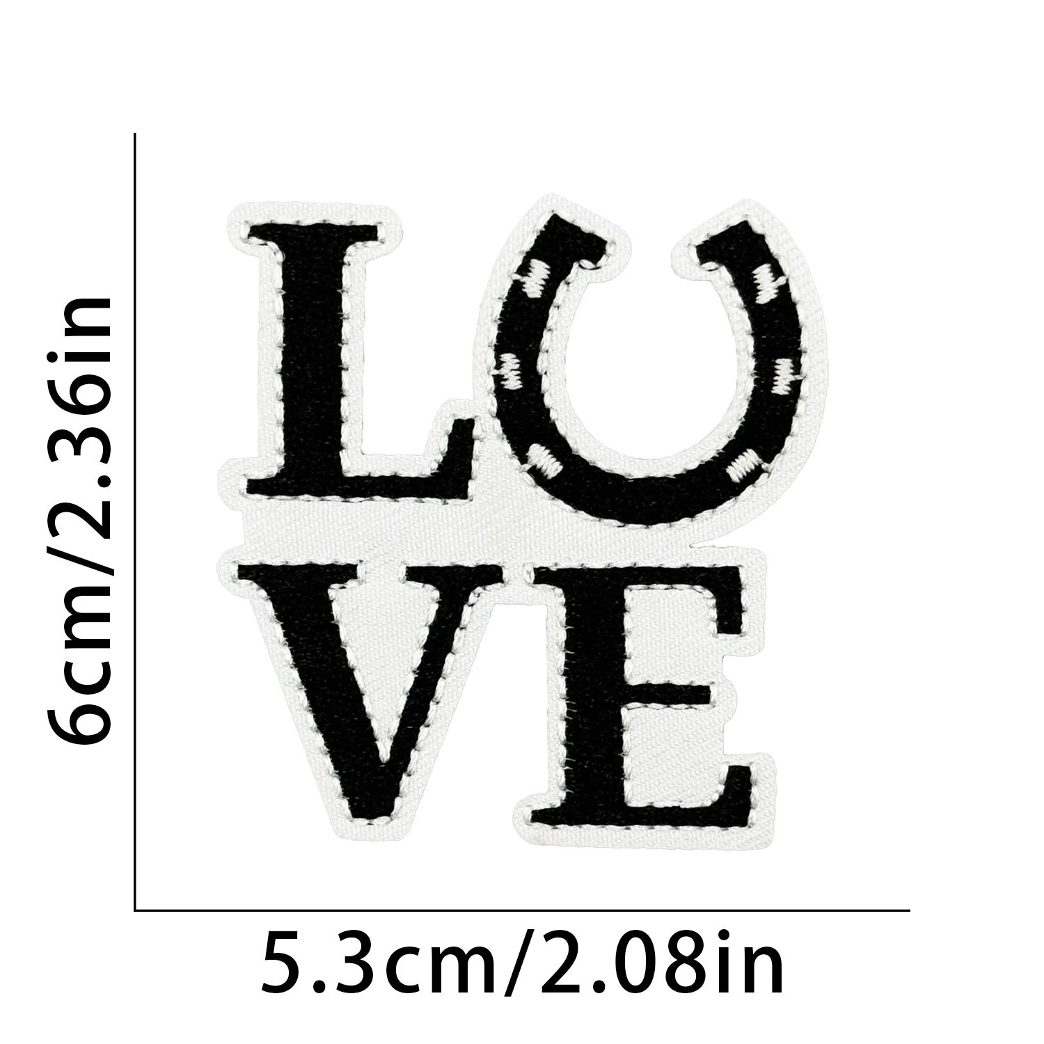 Нашивка LOVE с изображением подковы, 6x5.3 см, Цвет: 17th