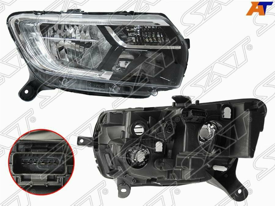 Фара Renault Logan 18-22 / Sandero 18-22 (Справа/ Галоген/ ДХО/ Ручная регулировка) SAT ST-551-11R8R | цена за 1 шт