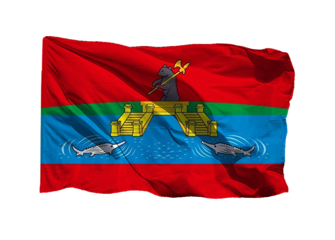 Флаг Рыбинска на сетке, 90х135 см - для улицы, для флагштока