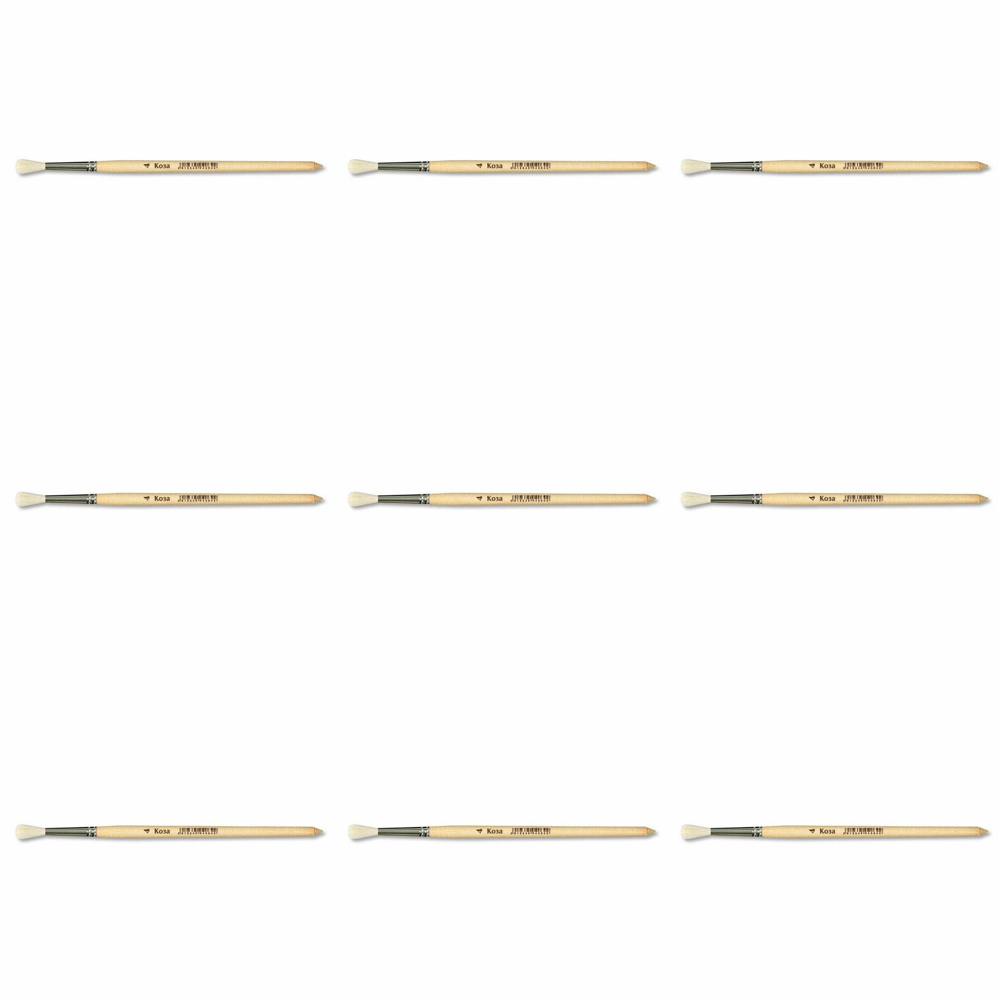 №1 School Набор кистей Коза, круглая, №4, 9 шт