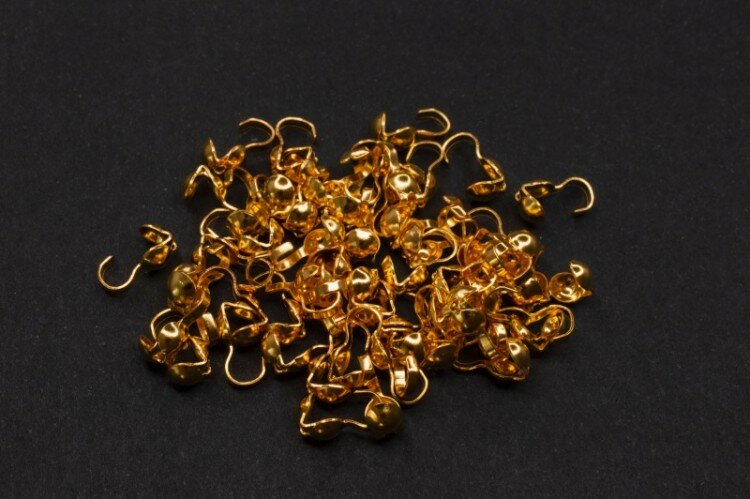 Зажим Каллота 9х3мм, внутренний диаметр 3мм, отверстие 1,5мм, цвет золото, железо 04-050, 5г (около 60шт)