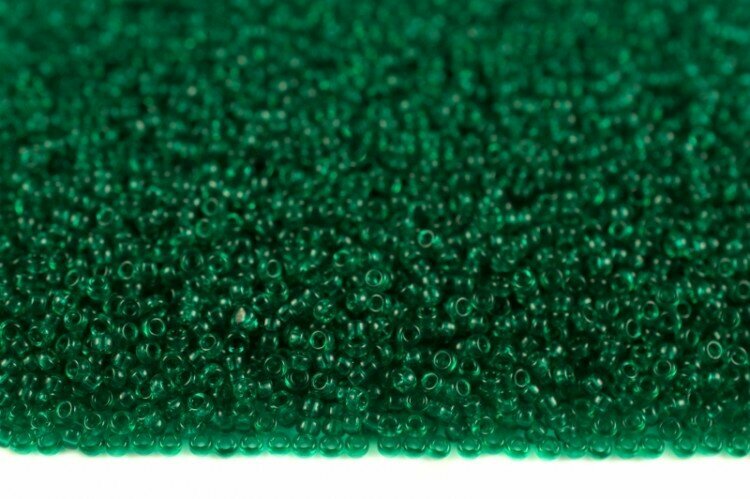 Бисер японский MIYUKI круглый 15/0 #0147 изумрудный, прозрачный, 10 грамм