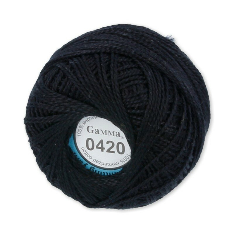 Пряжа "Gamma" Ирис 100% хлопок 10 г 82 м №420 черный