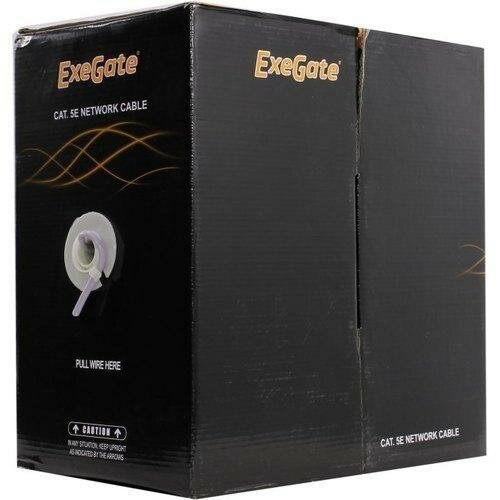 Exegate EX281809RUS Кабель ExeGate SFTP4-C5e-CU-S24-IN-PVC-GY-305 SFTP 4 пары кат.5e Exegate медь, 24AWG, экран, бухта 305м, серый, PVC