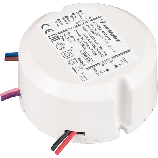 Блок питания Arlight ARJ-KE-36600-PFC-DALI-R (22W, 9-36V, 0.6A) (, IP20 Пластик, 3 года)