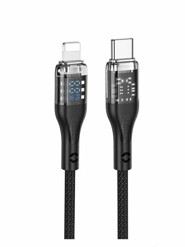 Кабель Hoco U115, для Lightning, 20 Вт, быстрая зарядка, черный — фото 1