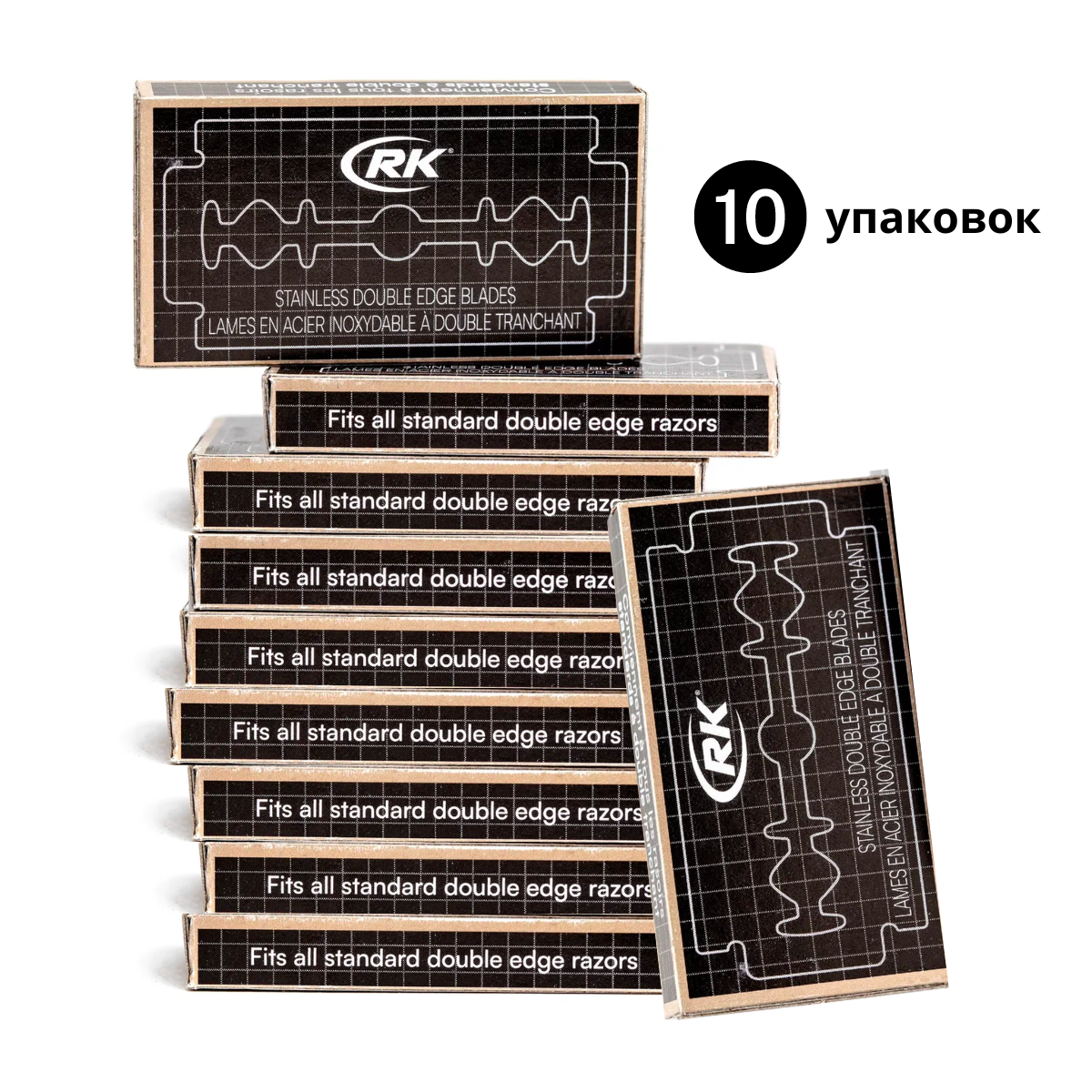 Сменные лезвия для Т-образного станка, Henson RK, 10 упаковок по 5 лезвий