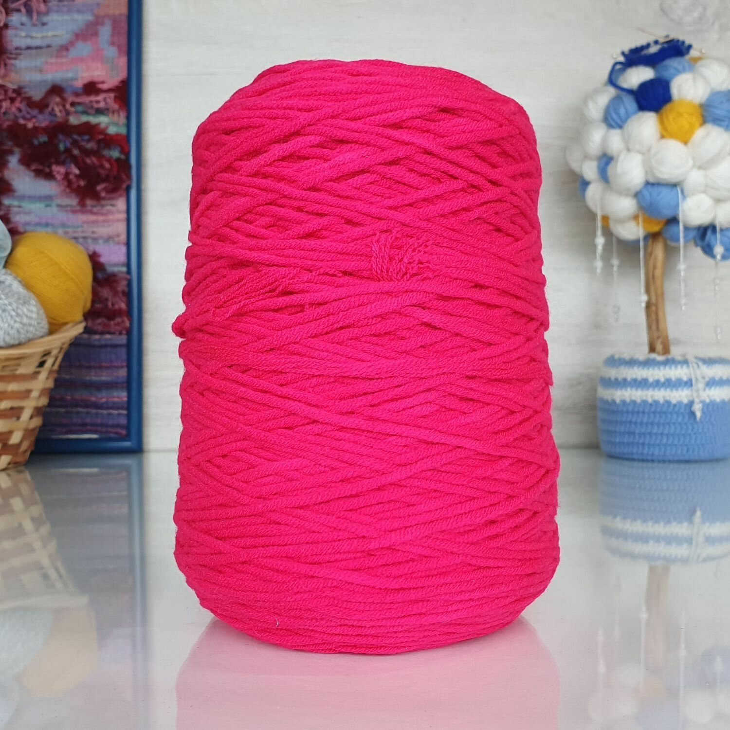 Пряжа MALIK HOBBY Соловей, тафтинг, малина - 17, 100% акрил, 1 бобина, 400 г, 400 м.