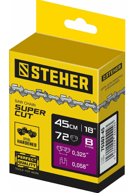 STEHER type B шаг 0.325″ паз 1.5 мм 72 звена цепь для бензопил