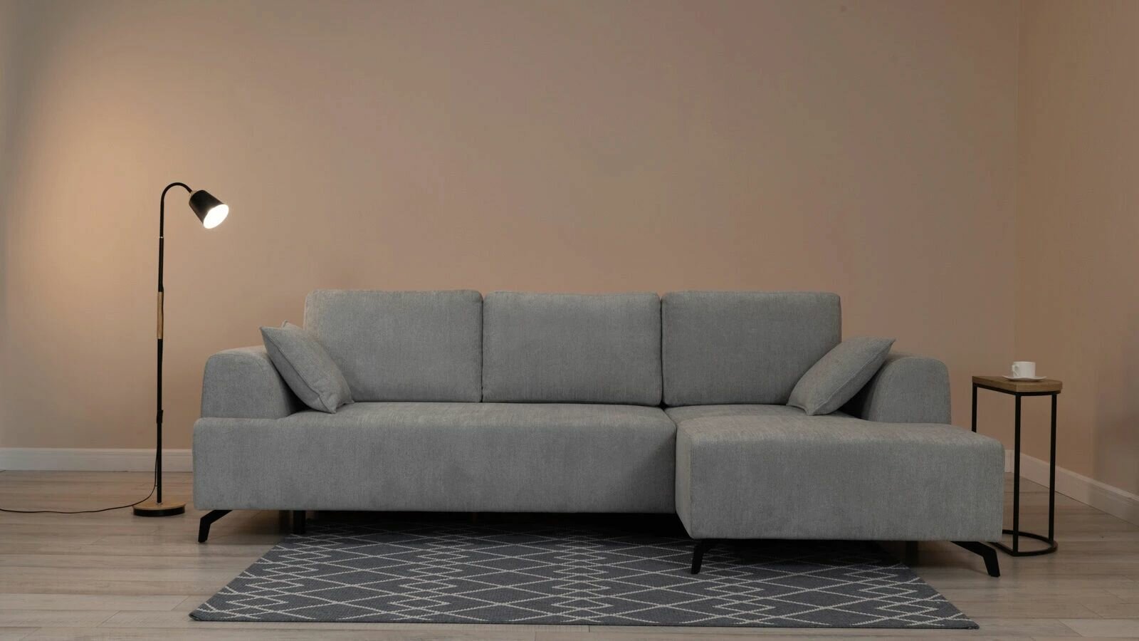 Диван-кровать Askona (Аскона) угловой Скотт-R, Тк. Raven 06, 140х200 см