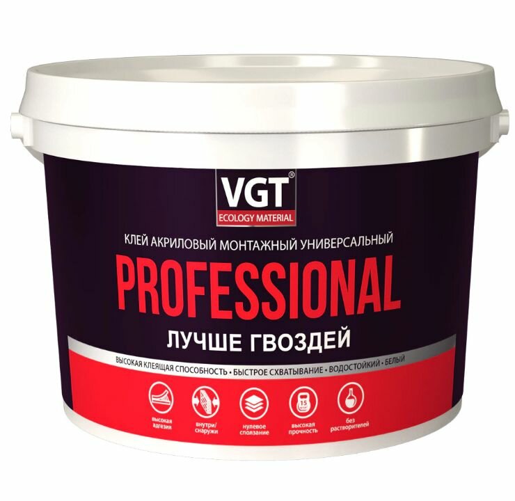 Клей монтажный акриловый VGT Professional 6 кг белый