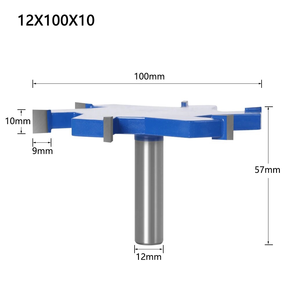 1 шт, 1/2 дюйма, хвостовик 12 мм, 6 кромки, Т-образный долбежный резак, деревообрабатывающий инструмент, фрезы для дерева, промышленный фрезерный станок 12shankX100mmX10mm
