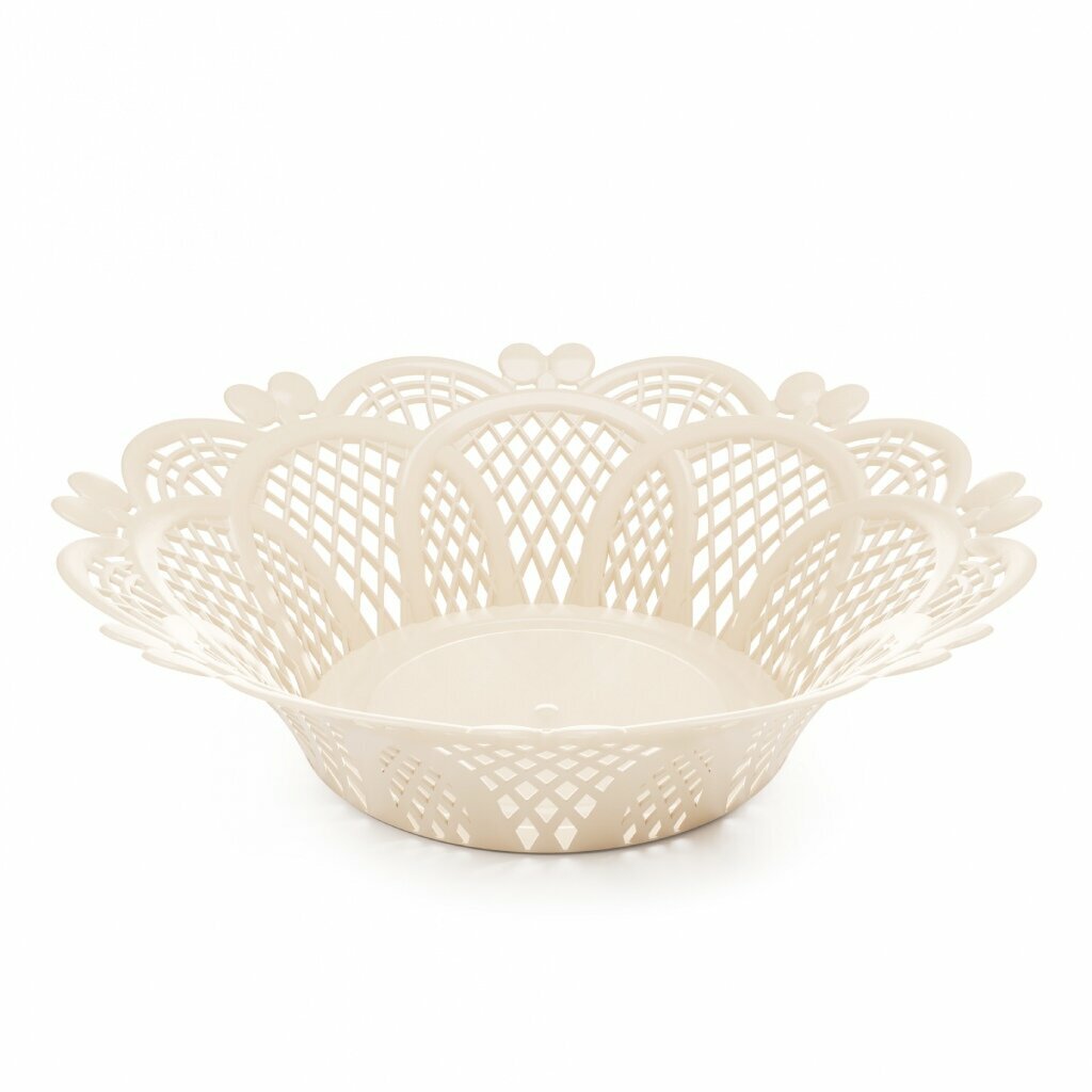 Сухарница пластиковая Альтернатива Нежность 22 см для фруктов и конфет, круглая, Россия