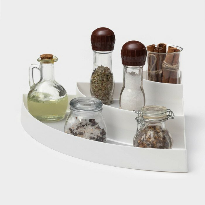 Подставка для специй и соусов 3 яруса Griten, угловая, 30×30×8.7 см, белая