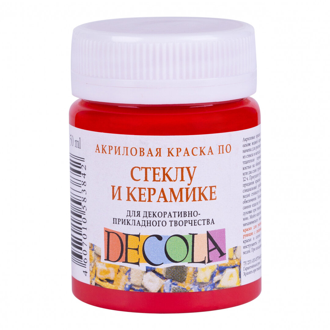Невская Палитра Краска Decola Glass&Ceramic, красная 50мл