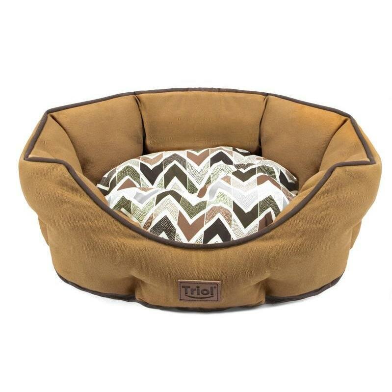 Лежанка овальная "Осенняя классика" S, коричневая, 450*400*160мм, Triol