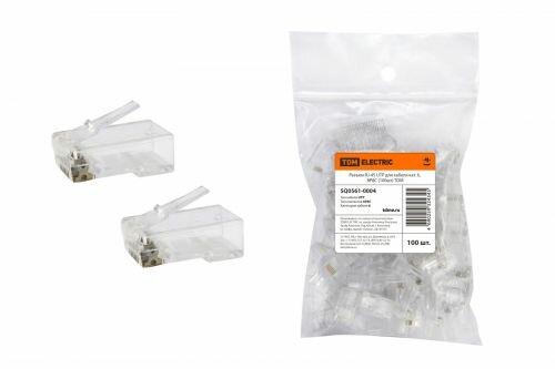 Разъем Tdm Electric RJ-45 UTP для кабеля кат. 6, 8P8C (100шт), SQ0561-0004