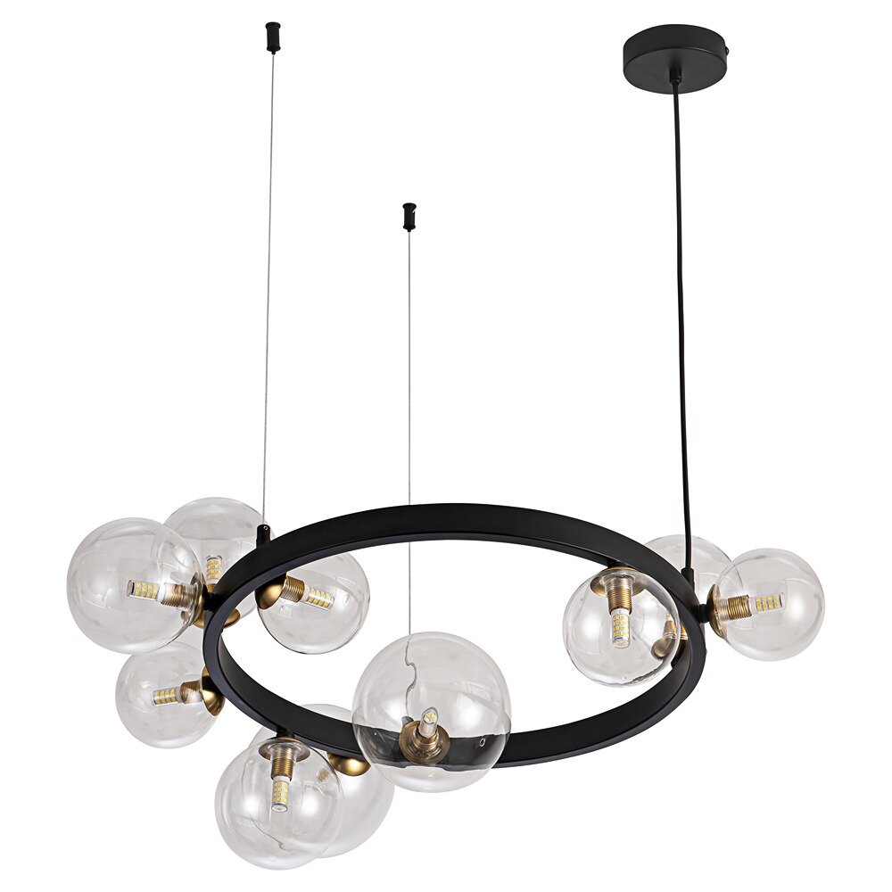 Люстра De Fran LP-4312 G9*10 20Вт 220В черный+прозрачное стекло, серия аркада