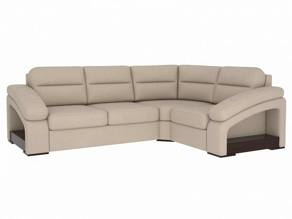 Угловой диван Рокси У Песочный Замша, дельфин, 287х210х98 см, с ящиком для белья