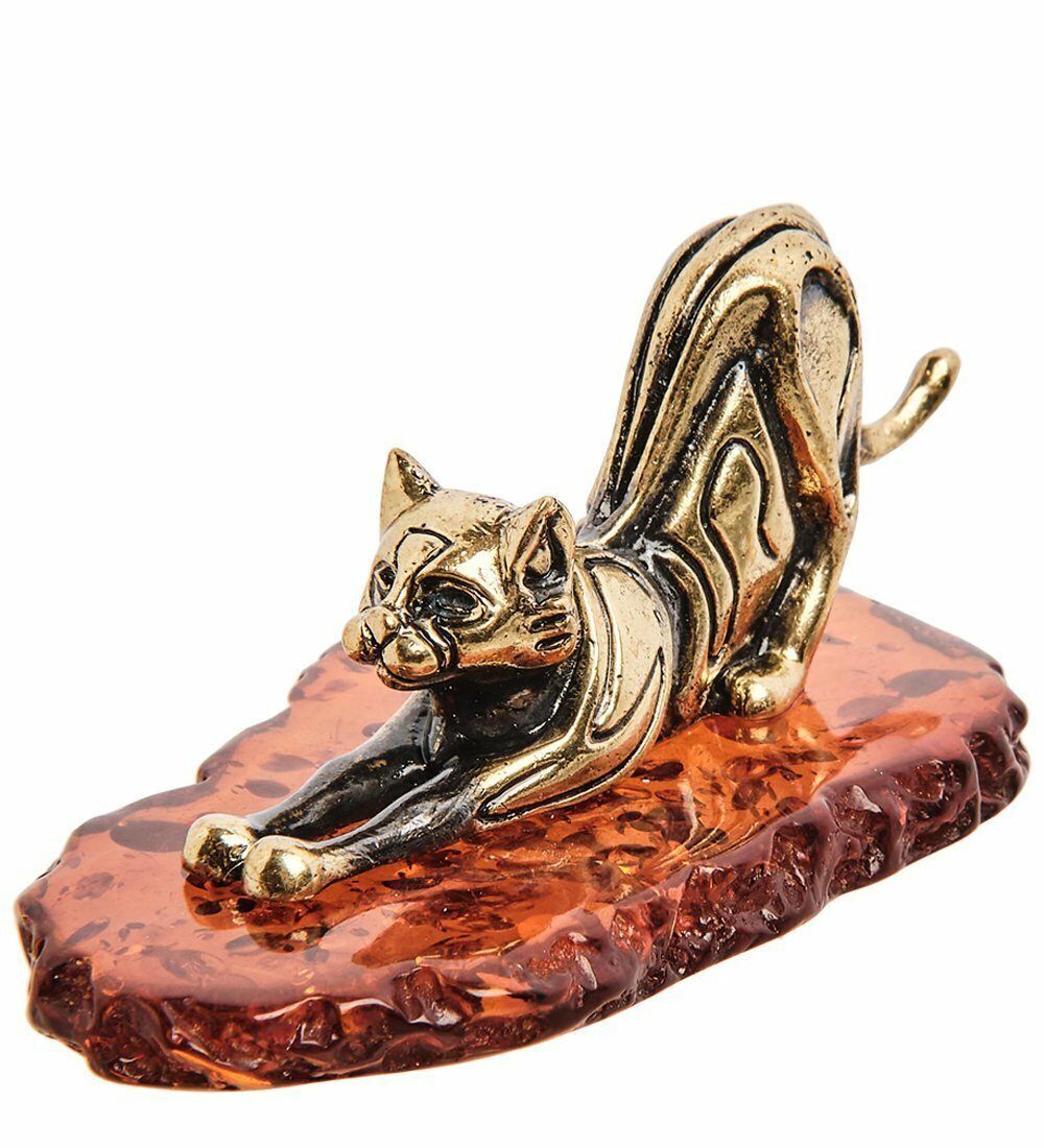 Фигурка 'Кошка Готика' (латунь, янтарь)
