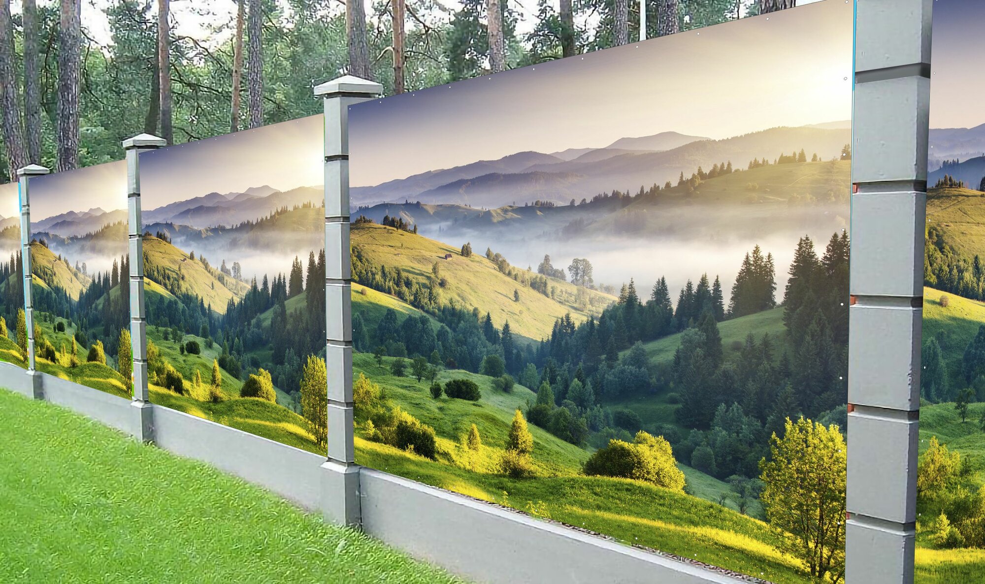 Фотосетка для забора, фасада Фотофасад с люверсами 3 х 2,4 м