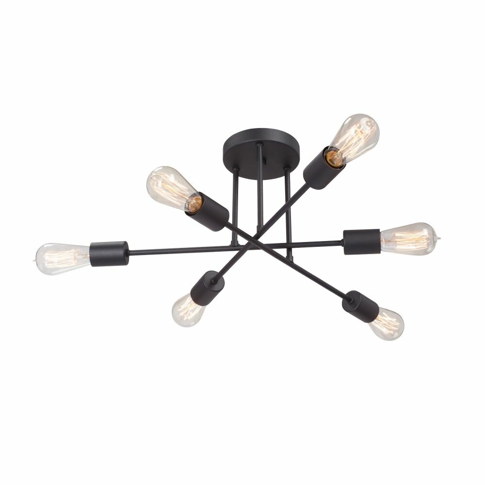 Люстра Vitaluce V3764-1/6PL, 6xE27 Макс. 40Вт, Плафон ПП Черный, Матовый / Виталюче.