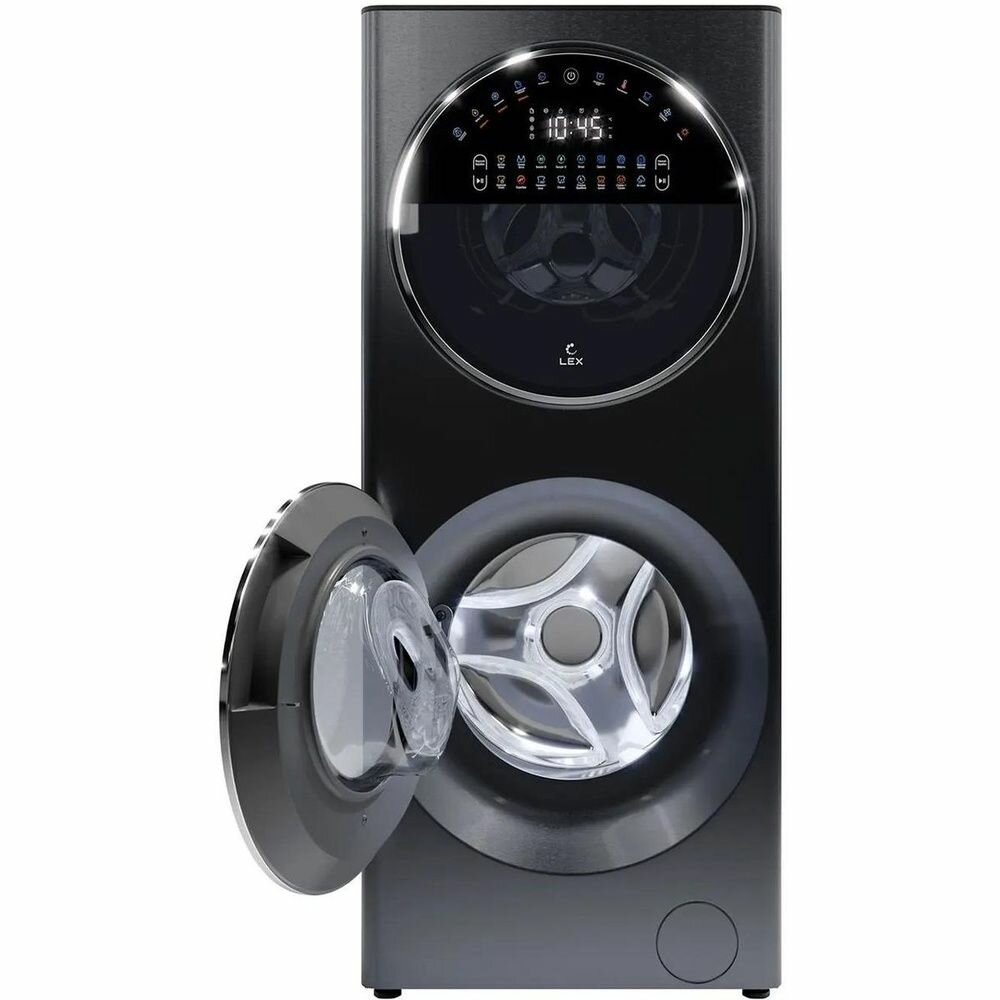Стирально-сушильная машина LEX LWM10714LuxIDD с инвертором и паром, черная
