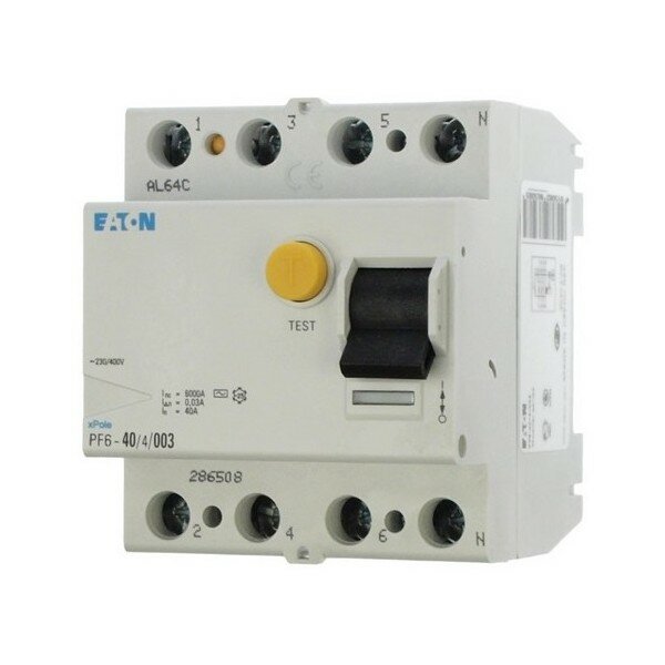 Устройство защитного отключения Eaton PF6 4P 40A 30мА 4М 286508