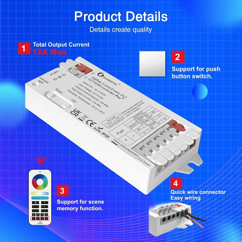 ZigBee 2in1 CCT/Dim LED контроллер GLEDOPTO Pro+ — фото 1