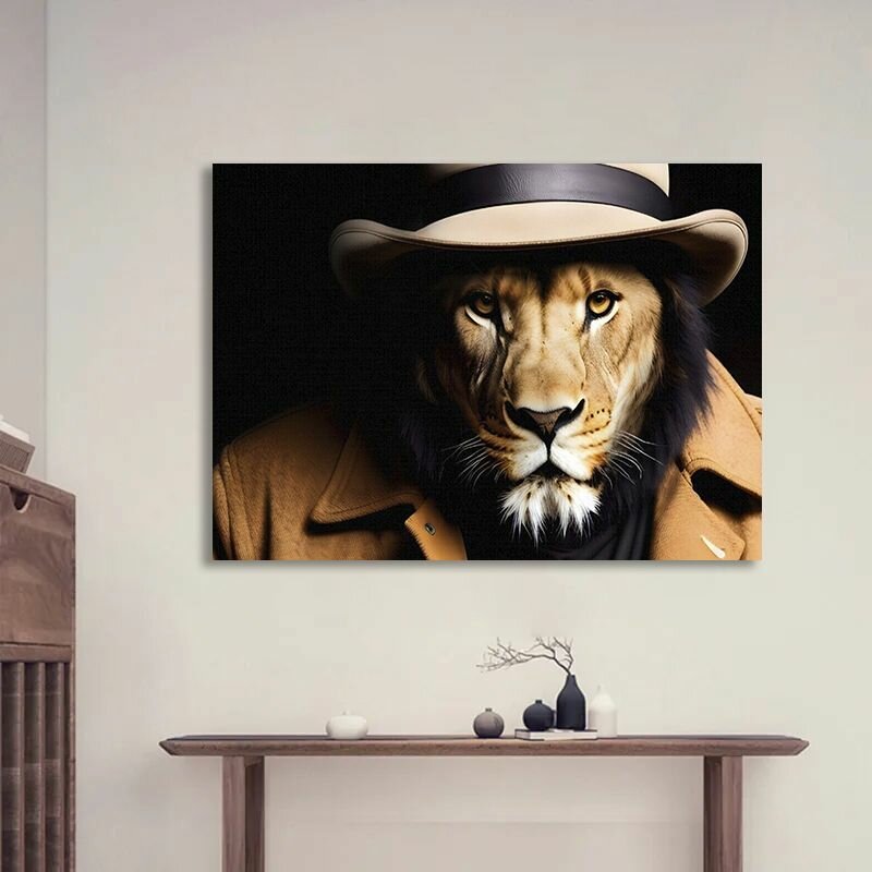 Картина "Львы ВсеКартины. тут", холст, на подрамнике, дерево, 50x70 см