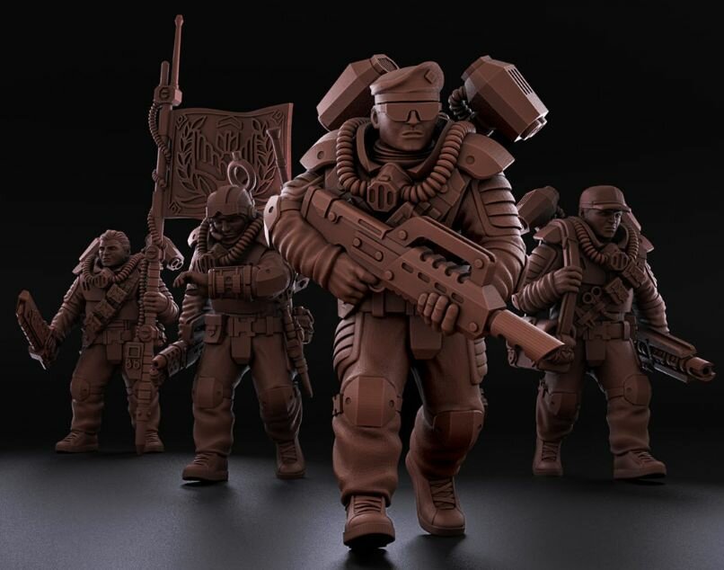 Warhammer 40000 Миниатюра Airborne division - command squad