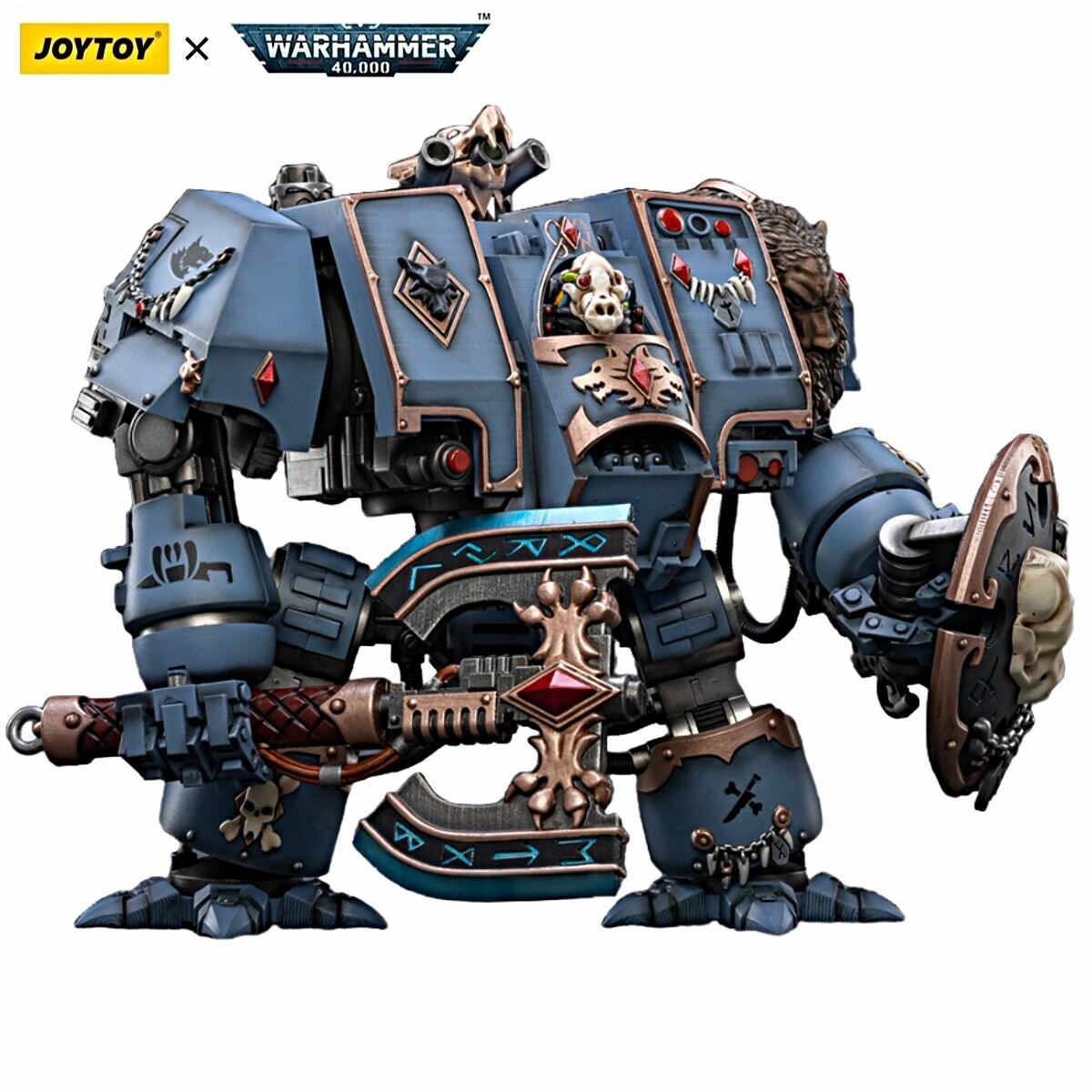 Подвижная фигурка JOYTOY Warhammer 40000 1:18 Space Marines Space Wolves Venerable Dreadnought Brother Hvor