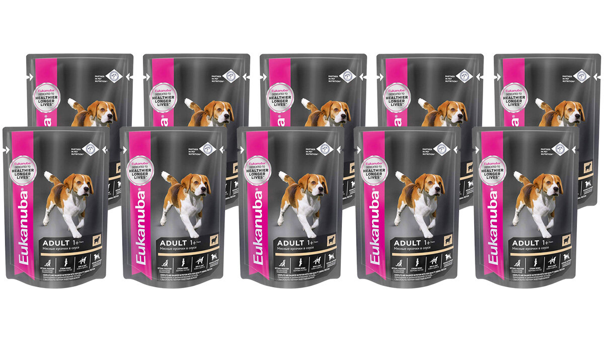 EUKANUBA DOG ADULT LAMB для взрослых собак с ягненком в соусе пауч 100 гр 100 гр х 10 шт