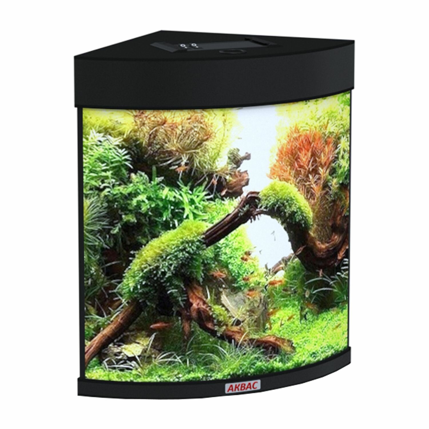 Аквариум угловой 40 литров с освещением, крышкой и тумбой, (34*34*54 см) Аквас