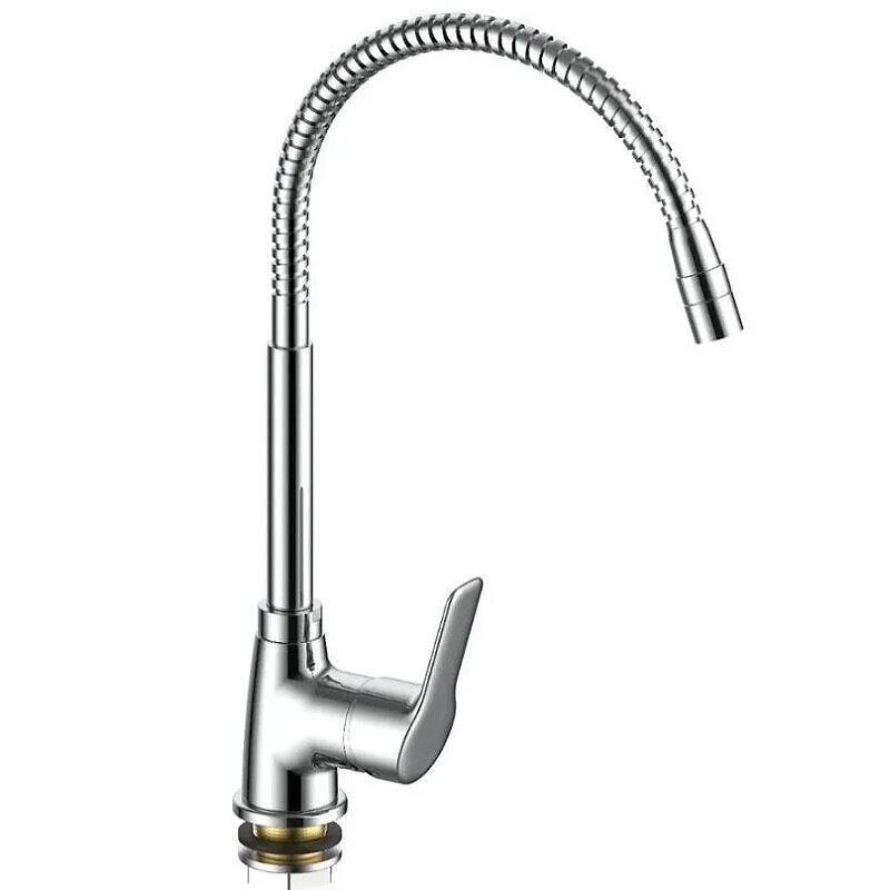 Смеситель VODA "Wave" для кухни, гибкий излив, хромированное покрытие