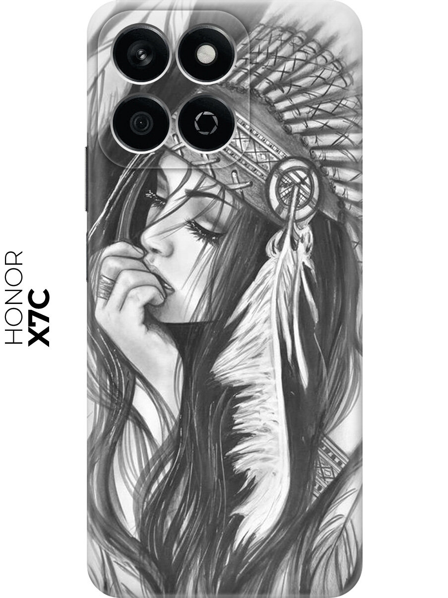 Силиконовый чехол на Honor X7C с принтом "Эскиз девушки"